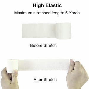 Baisunt 6 Pack 2 Inches Cohesive Bandage Self Adhesive Wrap Elastic Self Adherent Vet Wrap Breathable Self Stick Tape for Wrist, Ankle, Sports, Tatoo Wrap(5 Yards, White)