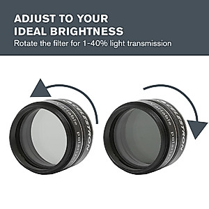 Celestron – Variable Polarizing Moon Filter for Telescopes – Fits 1.25" Telescope Eyepieces – Adjustable 1-40% Light Transmission – Perfect Filter for Moon, Venus, and Double Star Viewing