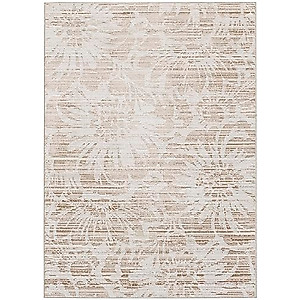 Inspire Me! Home Décor Iliana Modern Ivory Grey with Gold Accents 5'3" x 7'3" Area Rug, EasyCleaning, Non Shedding, Bed Room, Living Room, Dining Room, Kitchen (5x7)
