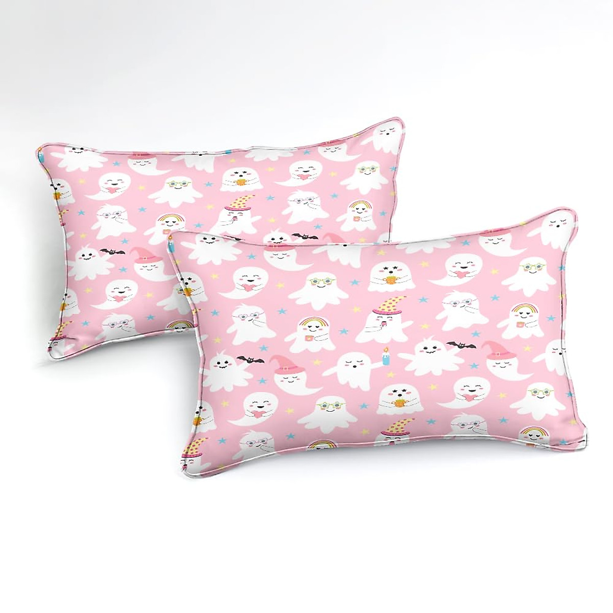 Halloween Bedding Set Queen Funny Pupmkin Duvet Cover Set Halloween Theme Pattern Design Trick or Treat Comforter Cover Grey Halloween Bedding Sets (Queen, Gray)