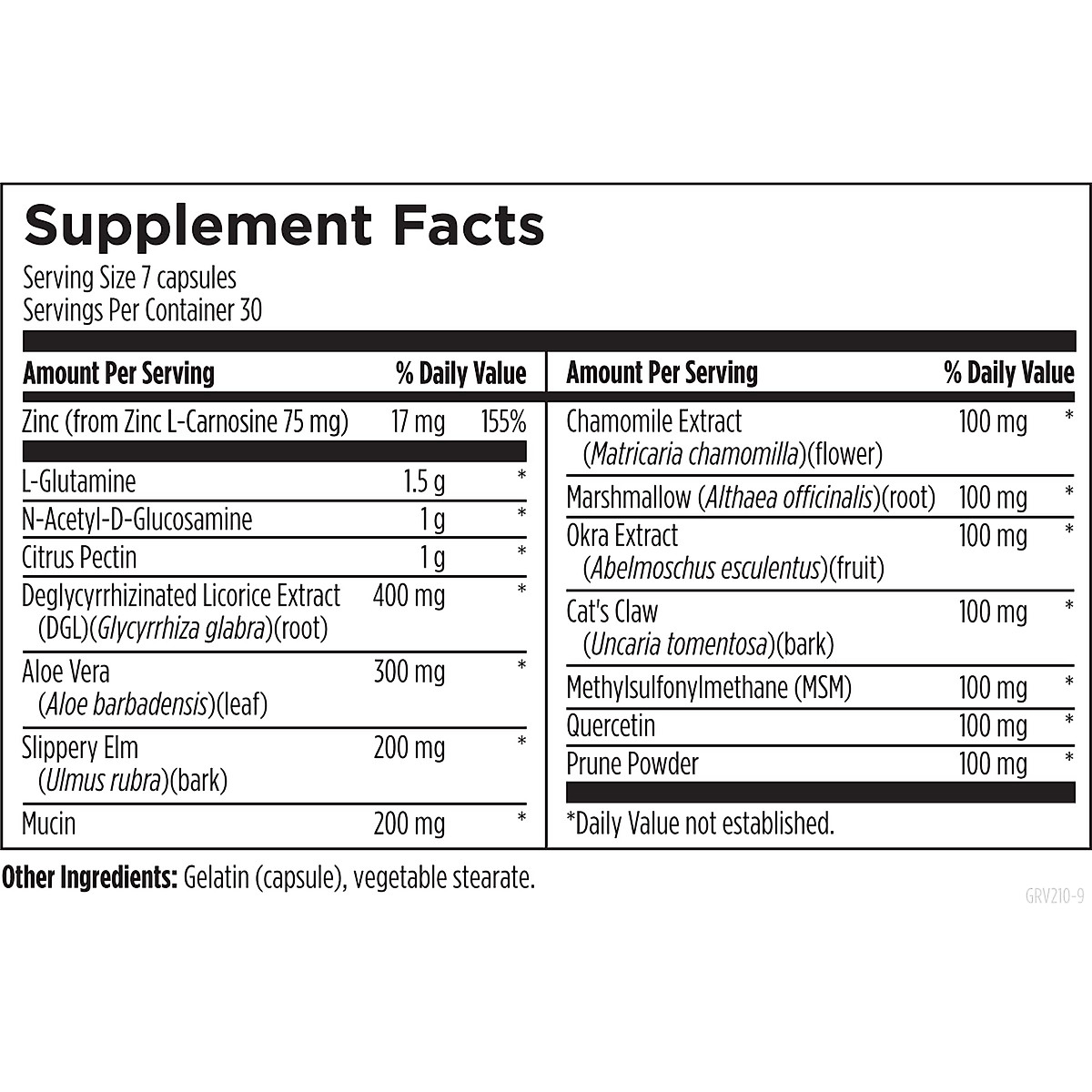 Designs for Health GI Revive - Slippery Elm Gut Health Support with Licorice Root, L-Glutamine + Zinc Carnosine - MSM, Marshmallow Root Powder + Okra Extract (210 Capsules)