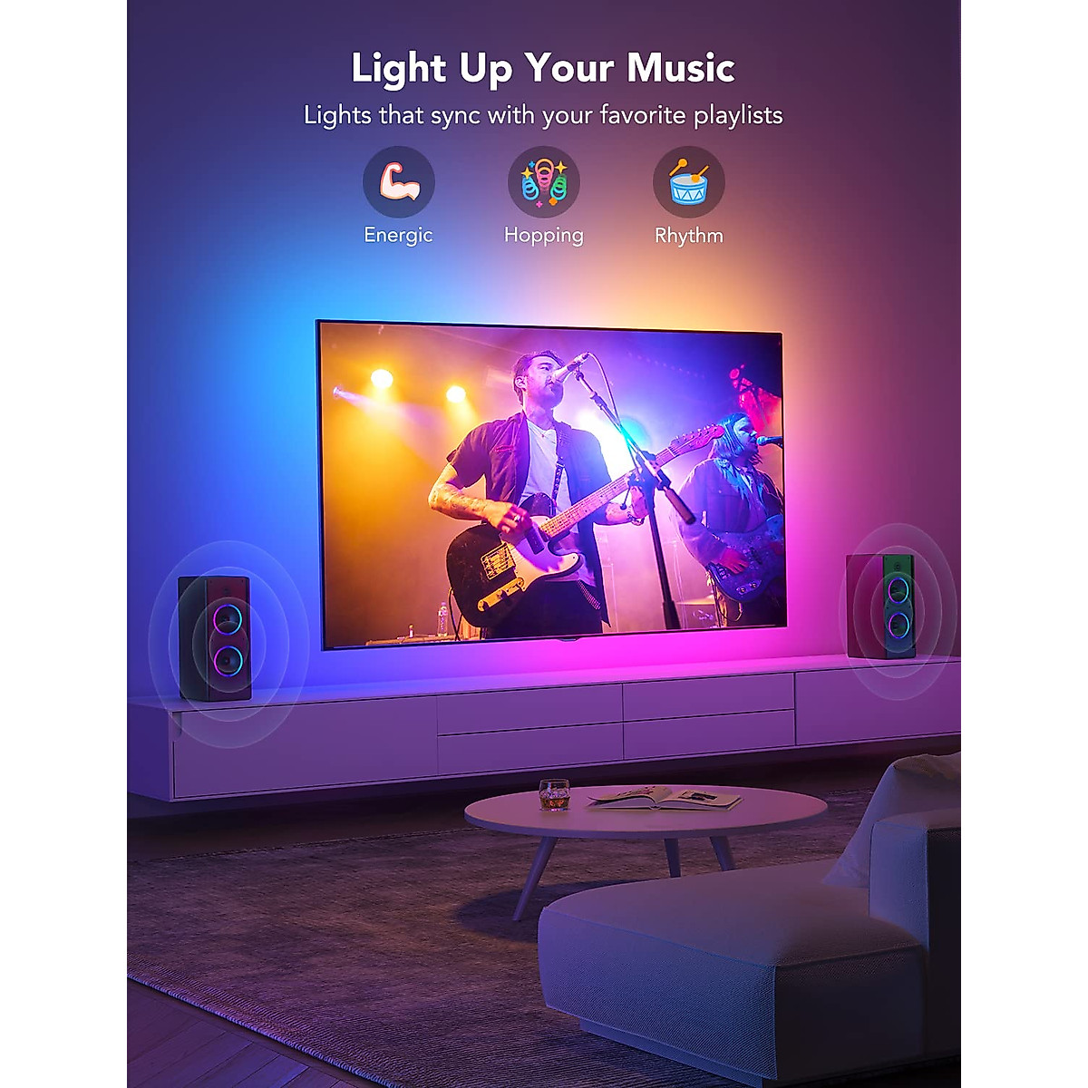 Govee TV LED Backlight, RGBIC TV Backlight for 55-75 inch TVs, Smart LED Lights for TV with Bluetooth and Wi-Fi Control, Works with Alexa & Google Assistant, Music Sync, 99+ Scene Modes, Adapter