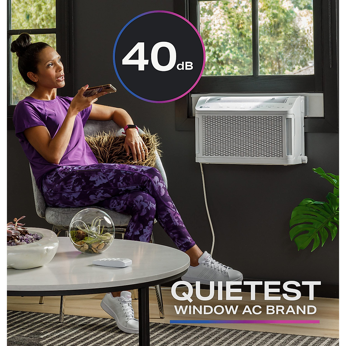 GE Profile ClearView Inverter Window Air Conditioner Unit, 10,300 BTU, U-Shaped Adjustable Depth, Energy Efficient Cooling up to 450 sq ft., Ultra Quiet, SMART Home Capable, Includes Remote, White