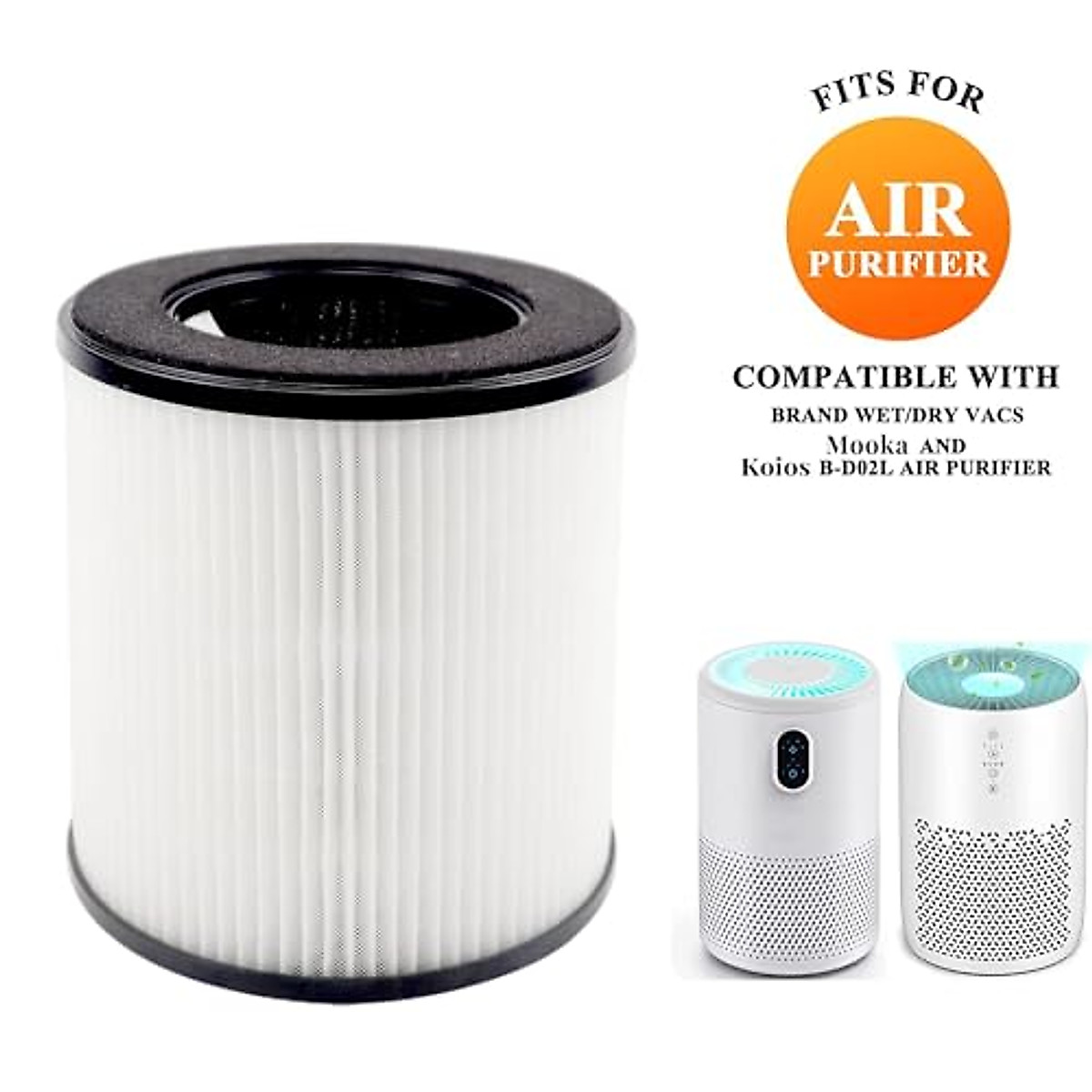 Aliddle B-D02L H13 True HEPA Filter Set, Compatible with Mooka and Koios B-D02L Purifier, 3-in-1 H13 True HEPA Replacement Filter, 2-Pack