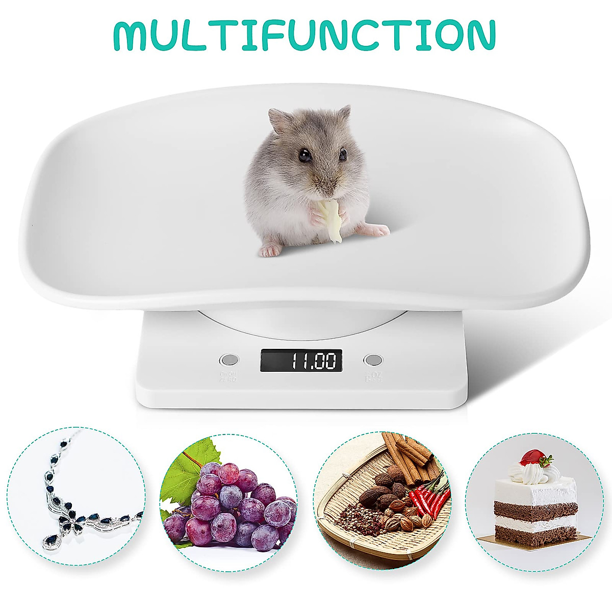 Digital Pet Scale, Puppy Scales for Weighing, Newborn Puppy Whelping Supplies, Accurate Small Animal Scale for Puppies/Kitten/Dog/Cat/Hedgehog, Multi-Function LCD Scale, Max 22lb,11.4inch