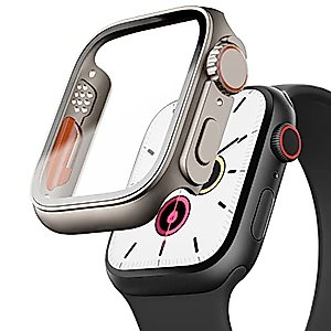 PZOZ Compatible for Apple Watch Series 4/5/6/SE 44mm Hard Case with Tempered Glass Screen Protector, Unique Design Hard PC Cover, Bumper Full Coverage Accessories for iWatch 4/5/6/SE 44mm