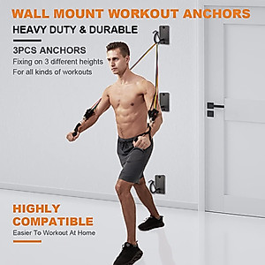Workout Wall Mount Anchors Resistance Bands Set, Exercise Equipment Resistance Training Kit Home Gym Trainer for Suspension Strength Training Yoga Stretching Physical Therapy