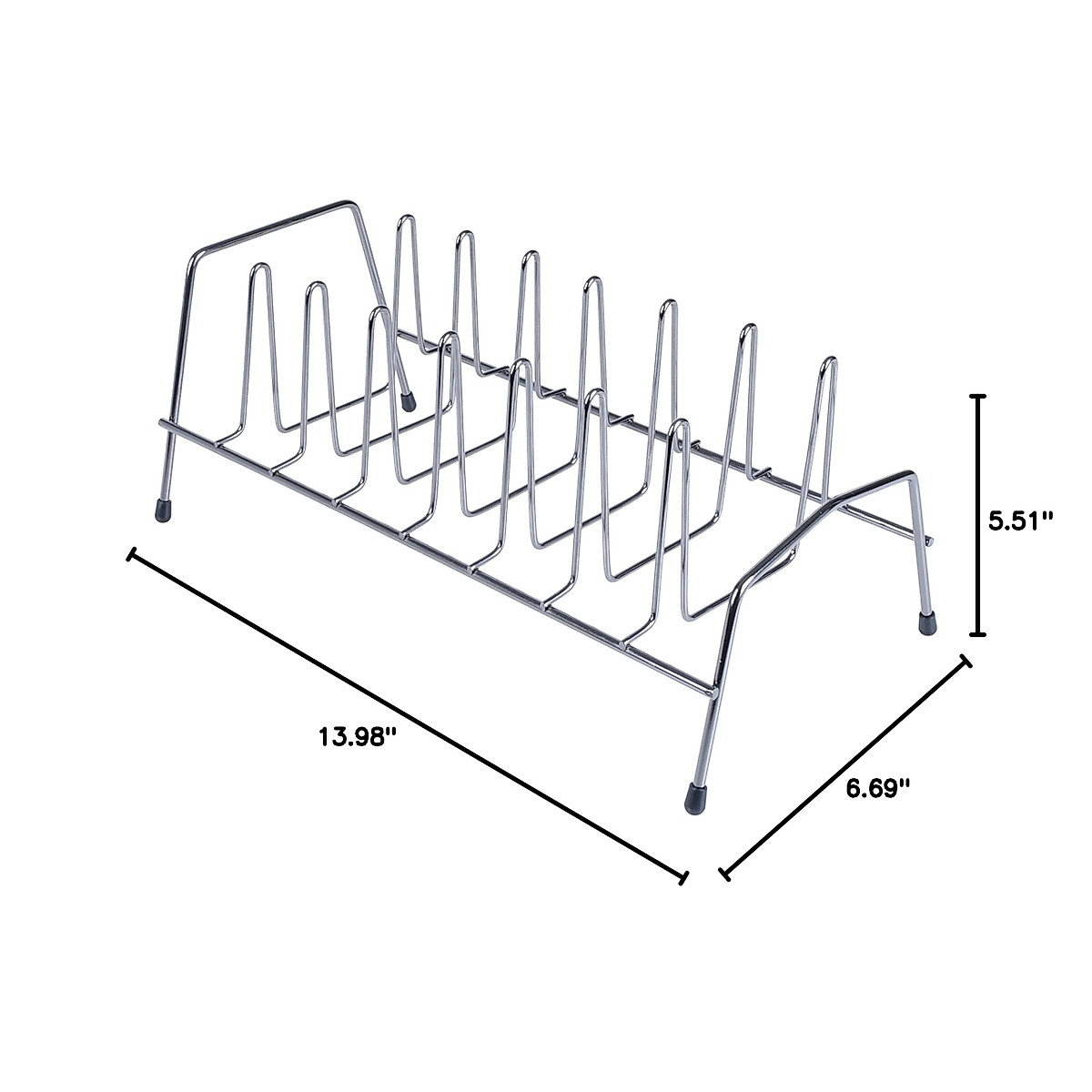 Kitchen Details 8 Section Lid and Plate Organizer | Free Standing | Pot, Pan & Cutting Board Holder | Cabinet Pantry and Countertop Organization | Onyx
