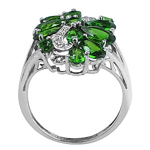 CARILLON Cluster Style 4.39 Ctw Chrome Diopside 925 Sterling Silver Women Christmas Ring (Sterling Silver, 10.5)