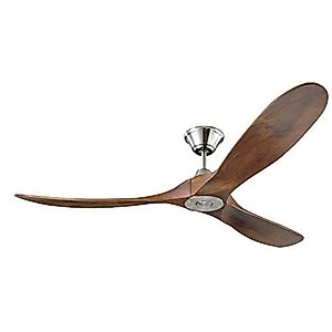 LAMPSMORE 60 Inch Wood Ceiling Fan,Indoor Ceiling Fan With Remote,3 Blades Ceiling Fan No Light,Farmhouse Reversible Ceiling Fan For Living Room,Bedroom,Silver