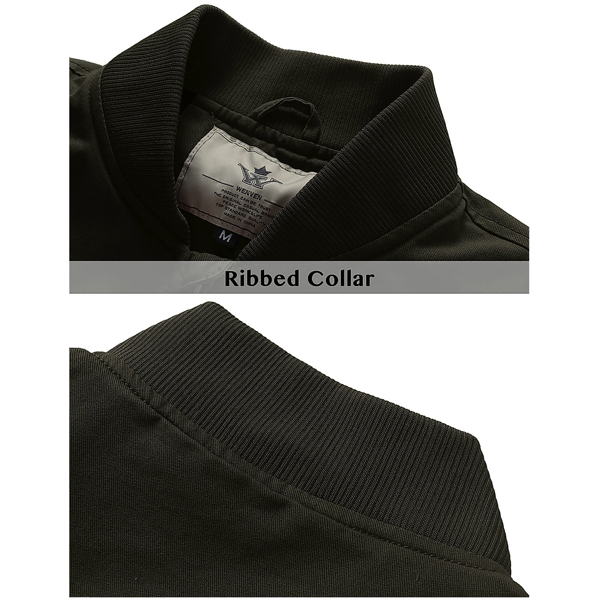 WenVen Men's Twill Cotton Casual Fashion Bomber Jacket Outerwear (Green, XL)