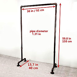 Womio Industrial Pipe Clothing Racks,36 in Hanging Clothes Retail Display,Commercial Grade Pipe Clothes Racks,Heavy Duty Garment Racks,Retro Red