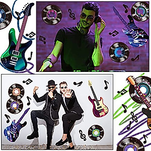 40 Pcs Music Party Decorations Musical Notes Rock and Roll Record Cutouts Silhouettes Record Cutouts Guitar Party Favor Cutouts 50s 80s Theme Party Baby Shower School Bulletin Board Craft Decoration