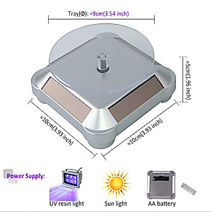 Solar Turntable 360° Rotating Stand, Double Used Rotating Display for UV Resin Curing Light LCD/SLA/DLP 3D Printer Solar Power Jewelry Spinner Watch Hobby Collection Shelf