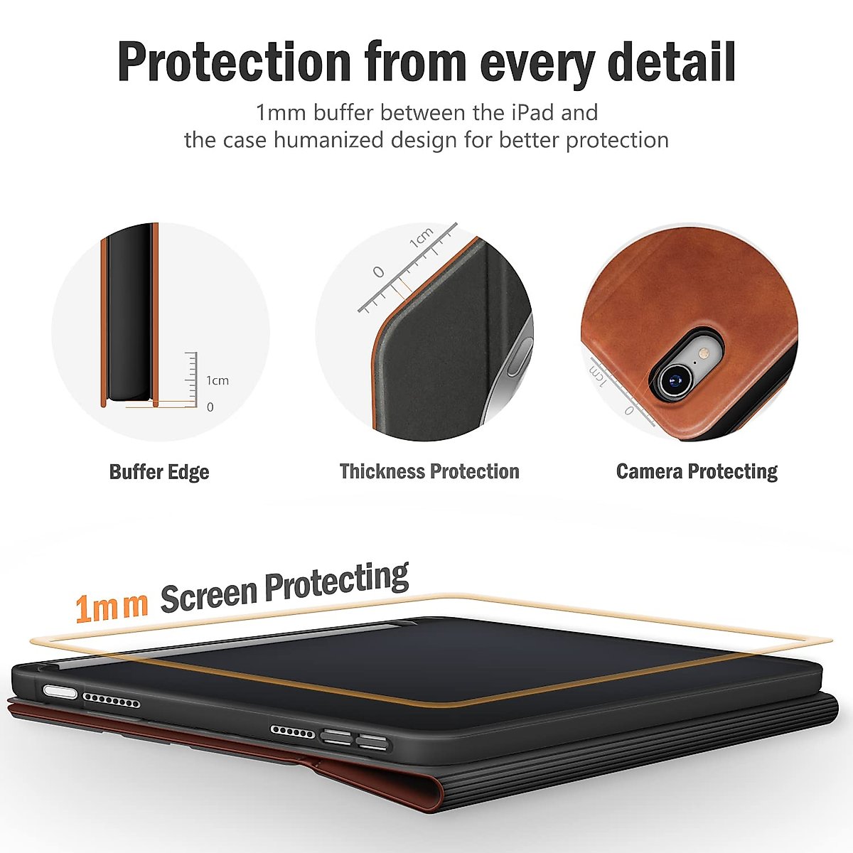 Antbox Case for iPad Mini 7 A17 Pro Case, iPad Mini 7th/6th Generation Case (2024/2021) with Pencil Holder Vegan Leather Smart Cover with Auto Sleep/Wake Stand Function
