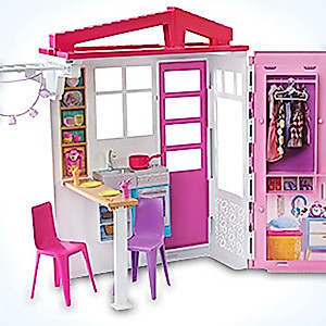 Barbie Doll and Dollhouse, Portable 1-Story Playset with Pool