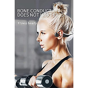 Bone Conduction Headphone Bluetooth Open Ear Wireless Headset 6 Hours Playtime with MP3 Player Built-in 8G Memory Light Weight for Jogging Running Driving Cycling, Hearing Protection (Black)