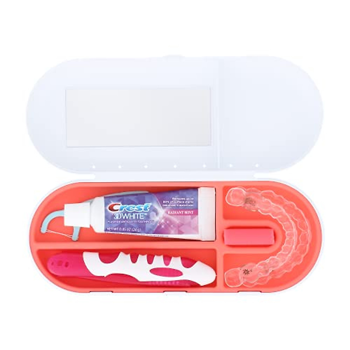 SmileKontainer Slimline Retainer Case: Compact Dental Travel Case for Aligners, Toothbrush and Accessories - Built-in Mirror for Easy Insertion Anywhere - Compatible with All Clear Aligners