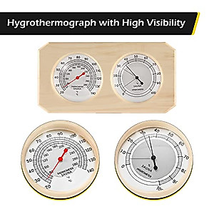 Dyna-Living 2 in 1 Sauna Wooden Sauna Hygrothermograph Indoor Fahrenheit Thermometer and Hygrometer for Hotel or Sauna Room