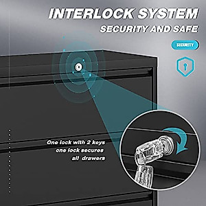GangMei 4 Drawer Lateral File Cabinet, Metal Lateral File Cabinets with Lock, Legal Size Steel Lateral Filing Cabinet for Office and Home