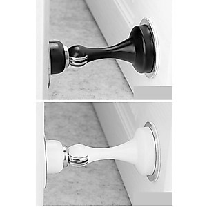 Door Stopper,Magnetic Door Stop,Stainless Steel Door Catch,Double-Sided Adhesive Tape No Need to Drill. Better Protection for Walls (Black)