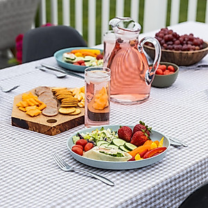 Grow Forward Premium Wheat Straw Plates - 10 Inch Reusable Hard Plastic Dinner Plates Set of 8 - Unbreakable Microwave Safe Plates for Dessert, Camping, RV, Outdoors, Patio, Kitchen Dishes - Seascape