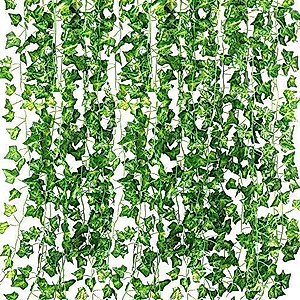 SO CAL PRO Fake Ivy Leaves Artificial Ivy Greenery Vines for Room Decor Leaves Room Decor Fake Leaves Ivy Eucalyptus Garland Faux Vines Wedding Decor (36 Strands of Ivy)