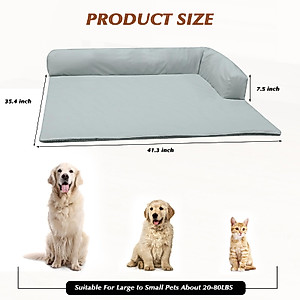 TNELTUEB Calming Dog Couch Bed for Extra Large Dog, Cooling Mat for Dogs, Waterproof & Anti Dogs Cats Scratch Cloth for Pet Couch Protector, Dog Mat Sofa Bed with Soft Neck Bolster (XL,Grey)