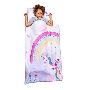 4 PCS Crib Bedding Set for Girls/Toddler Bedding Set with Changing pad Included. Multiple Usage Baby Girl Nursery Bedding Set- Unicorn Nursery Bedding- Nap mat for Preschool- Crib Sets for Girls