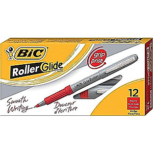 BIC Gre11rd Rollerball Pen, Fine Point, 0.7Mm, Red Ink