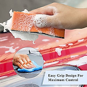 KmaxShip Synthetic Clay Bar & Sponge 2 in 1 for Car Detailing, 2 Pack Set Car Clay Pad for Auto Detailing, Magic Car Pad Cleaning, Reusable and Washable (Orange)
