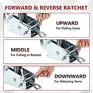 ALAVENTE Hand Winch Crank Cable 3500lbs, Heavy Duty Gear Winch for RV Trailer, Boat or ATV (Steel)