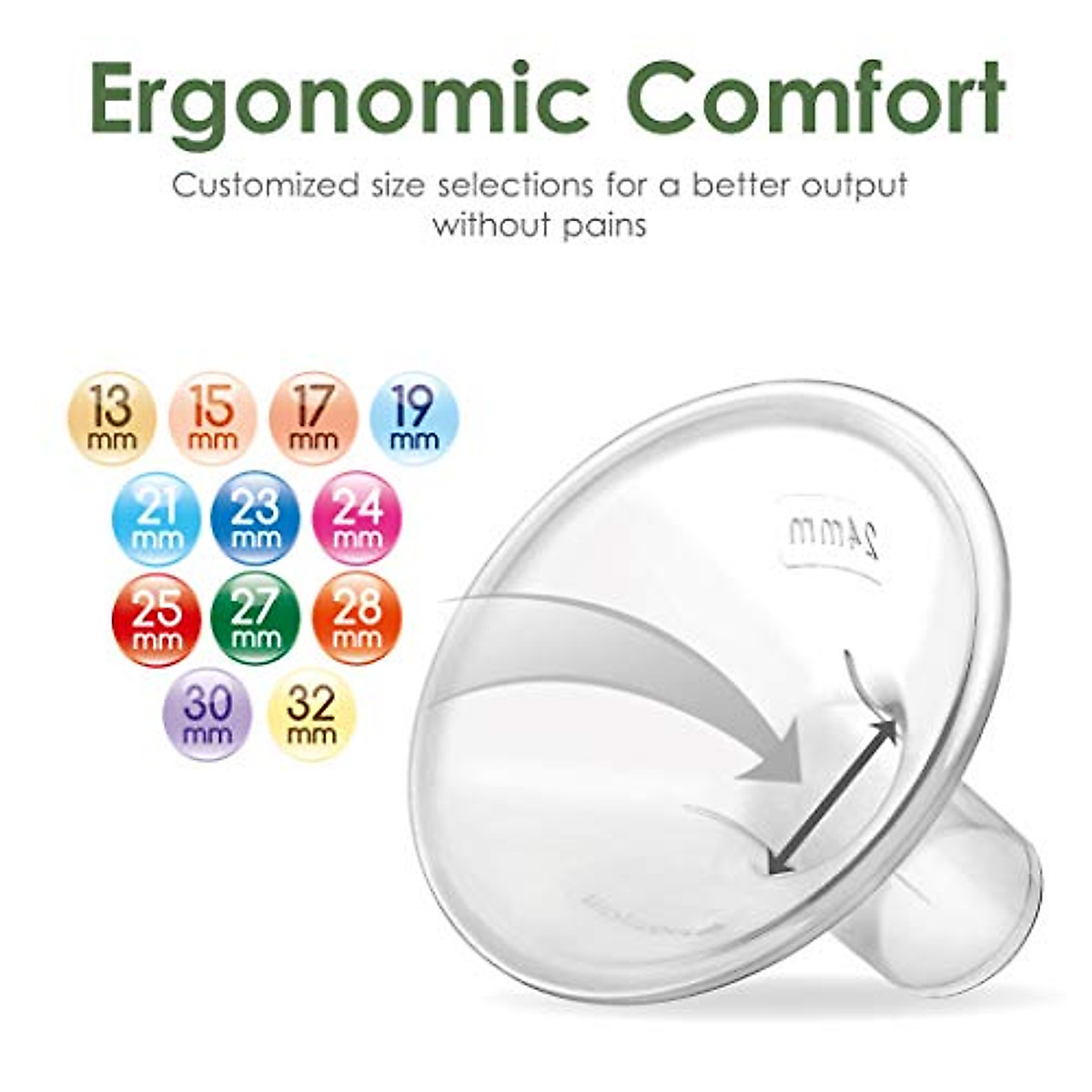 Maymom MyFit Flange Set, Two-Piece Breast Shield (15mm Small) Base Connector Compatible with Selected Ameda Breast Pumps (Shield 15mm + Connector)