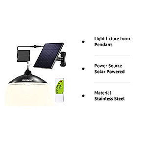 intelamp Solar Pendant Lights, Solar Shed Lights by Remote Control Solar Powered Indoor & Outdoor Lights Hanging Lights for Storage Room Home Yard Porch Balcony