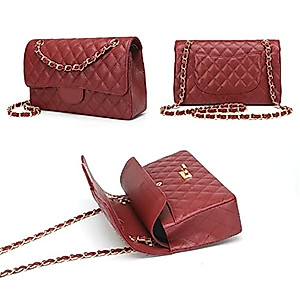 MIDUNU Crossbody Bags for Women Handbags Leather Shoulder Bag Ladies Purse Evening Wallets Luxury Quilted Satchels (Pink Quilted Bag)