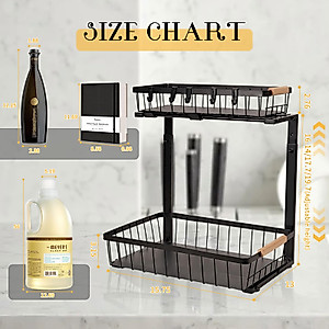 Under Sink Organizer and Storage, 2 Pack Adjustable Height Pull Out Cabinet Organizer Slide Out Sink Shelf Cabinet Storage Drawer with 8 Hooks, Under Sink Organizer for Kitchen Bathroom Cabinet