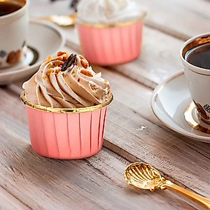 TOOINKCV 100 Pcs Cupcake Liners, Paper Cupcake Baking Cups, Cupcake Muffin Paper Baking Wrappers Liners Cups Molds for Baking, for Dinner, Party, Weddings - Pink