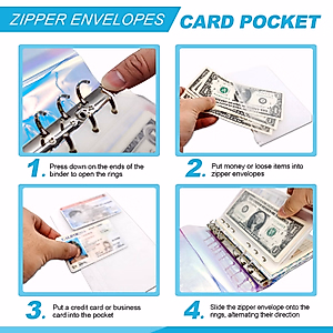 PVC Cash Envelopes Wallet Finances Organizer, 2023 Weekly & Monthly Personal Budget Planner, 6-Ring Binder Refillable Notebook Handbag with 12 Cash Envelopes & Budget Sheets Calendar