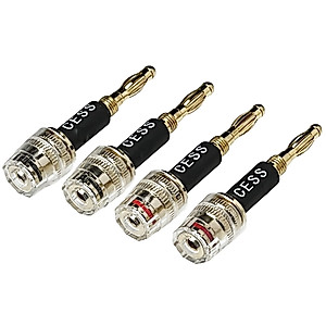 CNCESS CESS-187 Banana Plug Connect to Spade Fork Plug Speaker Cable Adapter, 4 Pack