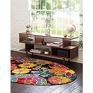 Unique Loom Lyon Collection Area Rug - Kennedy (3' 3" x 5' 3" Oval, Black/ Green)