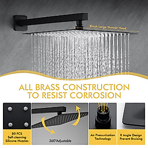 Fransiton 10 Inches Matte Black Shower System Rain Shower System Set Wall Mounted, Rainfall Shower Head with Handheld, Bathroom Shower Kit (Valve Included)