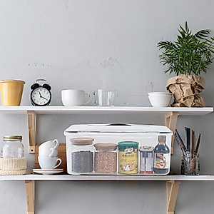 Qskely 4-Pack 15 Quart/14.5 L Kitchen Airtight Food Storage Container Set, Bread Keeper with Airtight Lid