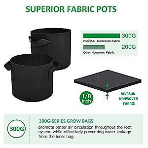 JNYONG 12-Pack 5 Gallon Thickened Non-Woven Grow Bags, Aeration Fabric Pots with Handles