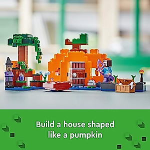 LEGO Minecraft The Pumpkin Farm 21248 Building Toy, Hands-on Action in The Swamp Biome Featuring Steve, a Witch, Frog, Boat, Treasure Chest and Pumpkin Patch, Minecraft Toy for Boys and Girls Aged 8+