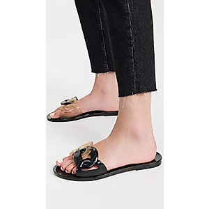 Melissa Women's Jelly Chain Slides, Black, 8 Medium US