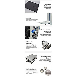 US Stock 50W JPT Fiber Laser Engraver Machine Fiber Laser Marking Machine Engraving Machine 175×175mm Lens with Rotary Axis Compitable with Lightburn
