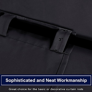 Hiasan Back Tab and Rod Pocket Blackout Curtains Sewn with Tiebacks - Thermal Insulated Room Darkening Curtains for Bedroom 42x63 Inch, Black, 2 Panels