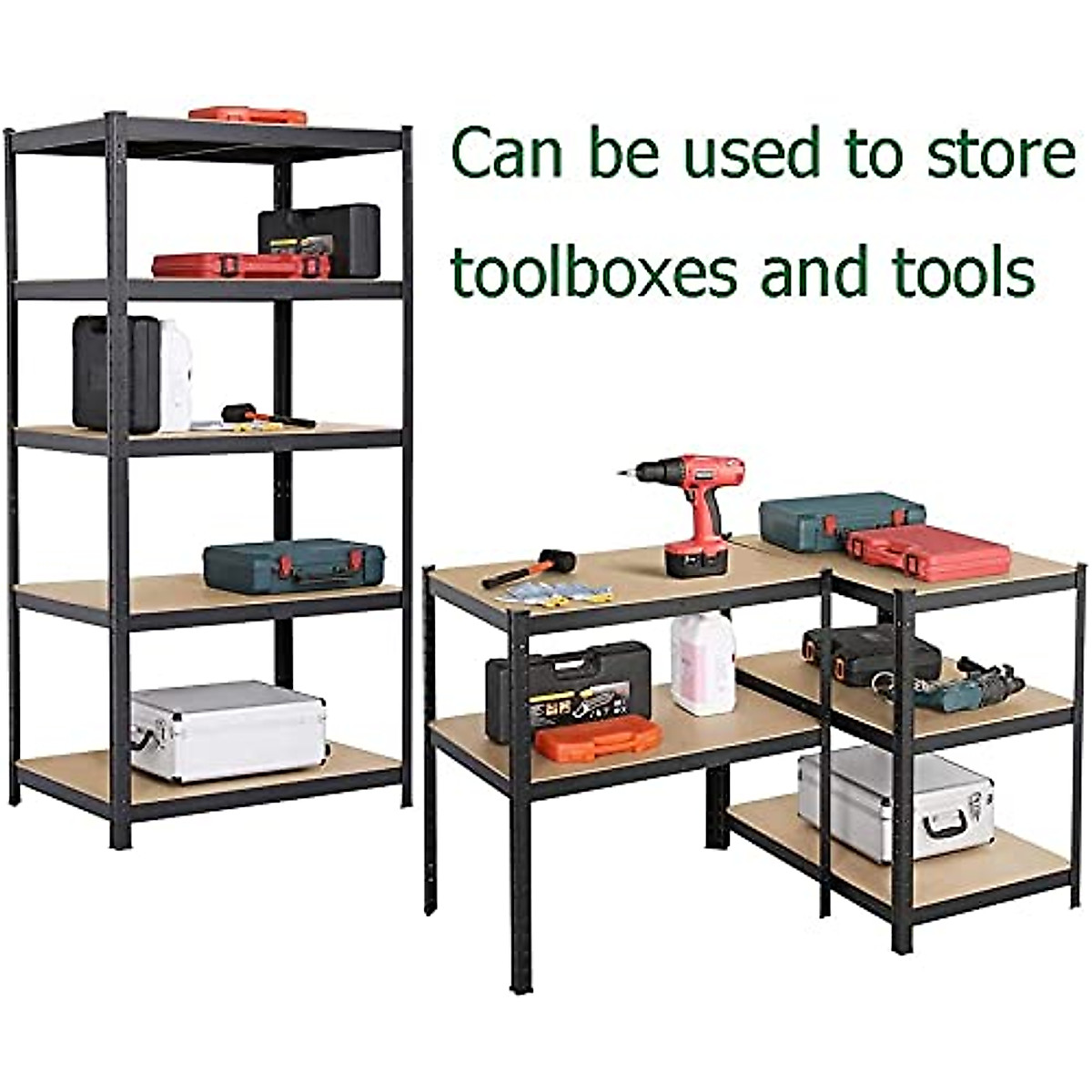 QiMu 5-Tier Garage Shelving Unit, Heavy Duty Garage Shelf Metal Storage Shelves, Adjustable Garage Storage Utility Rack,for Home Office Garage Kitchen Bathroom Organization(180x90x40cm)