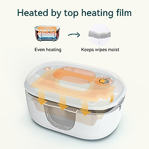 Babelio Baby Wipe Warmer with Night Light, Wet Wipes Dispenser for Baby Wipes with Temperature Display and Large Capacity