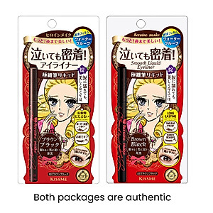 Heroine Make by KISSME Waterproof Smooth Liquid Eyeliner, Japanese Eye Makeup for Smudge-free, Super Keep Brown Black